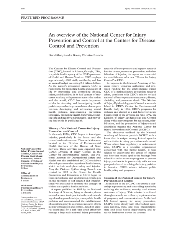 (PDF) An overview of the National Center for Injury Prevention and ...