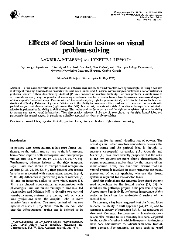 (PDF) Effects of focal brain lesions on visual problem-solving