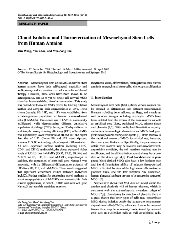 (PDF) Clonal isolation and characterization of mesenchymal stem cells ...