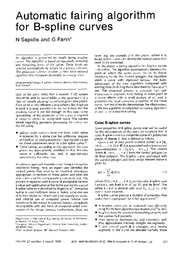(PDF) Automatic fairing algorithm for B-spline curves