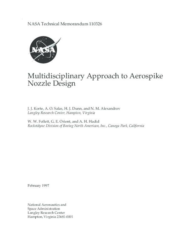 (PDF) Multidisciplinary Approach to Aerospike Nozzle Design