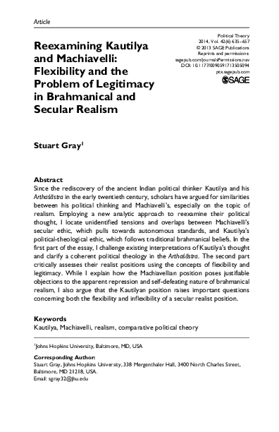 (PDF) Reexamining Kautilya and Machiavelli: Flexibility and the Problem ...