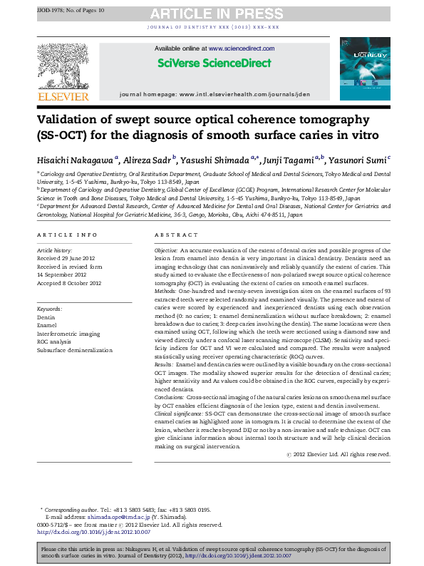 Pdf Validation Of Swept Source Optical Coherence Tomography Ss Oct For The Diagnosis Of