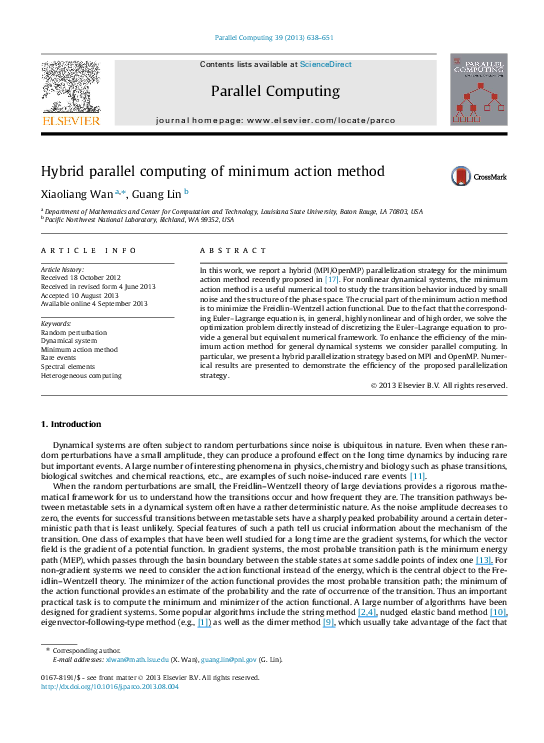 (PDF) Hybrid parallel computing of minimum action method