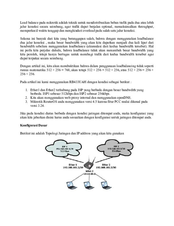 (DOC) Cara Load Balance menggunakan Metode PCC (DOC) Cara Load Balance menggunakan Metode PCC