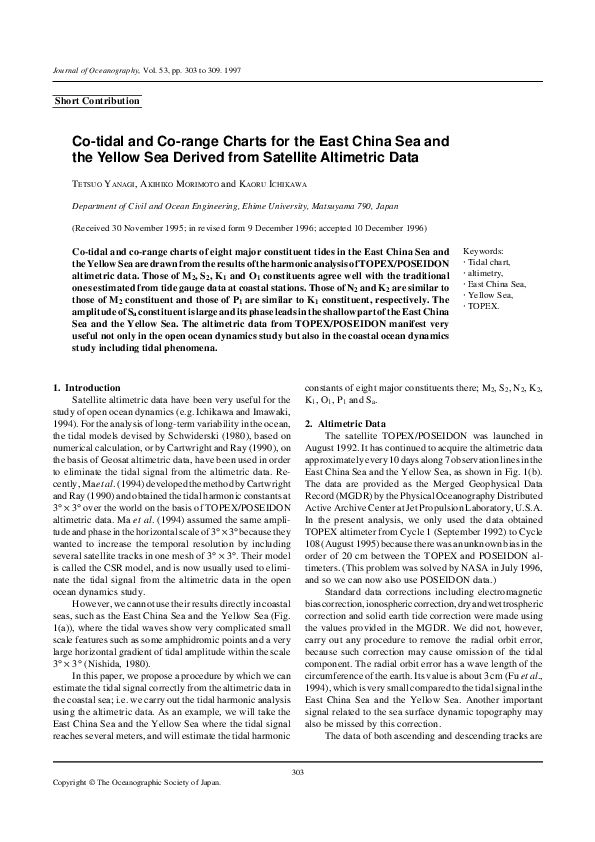 (PDF) Co-tidal and co-range charts for the East China Sea and the ...