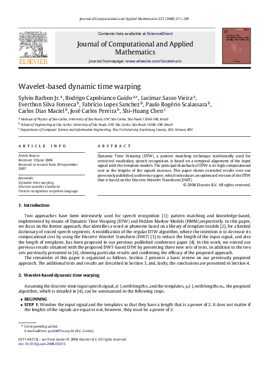 (PDF) Wavelet-based dynamic time warping