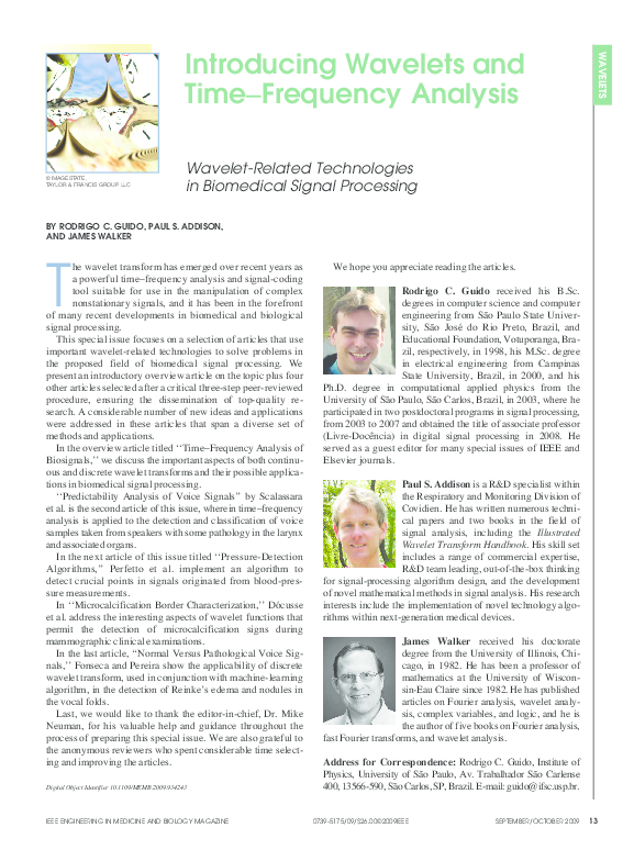 (PDF) Introducing wavelets and time--frequency analysis [Introduction to the special issue