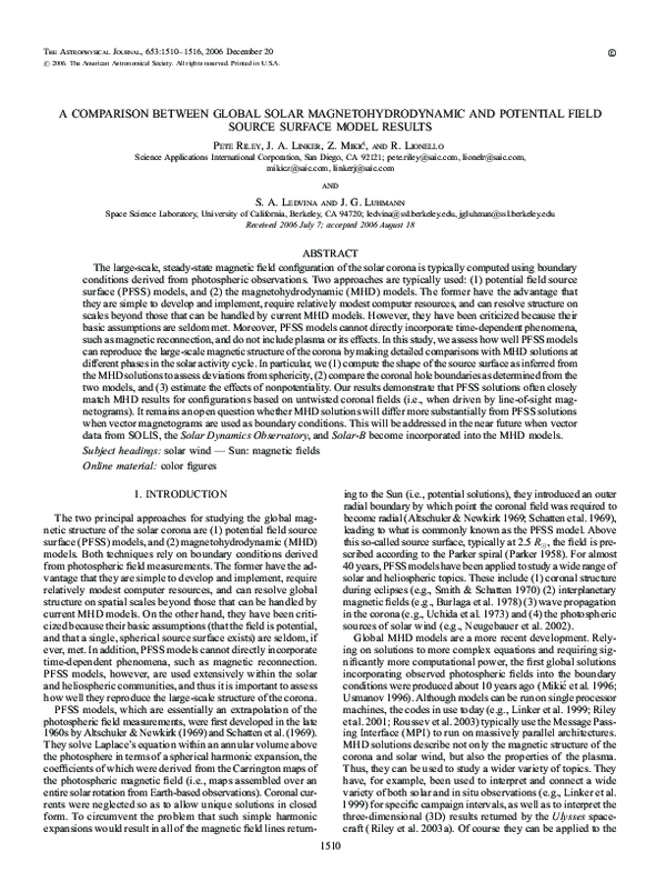 (PDF) A Comparison between Global Solar Magnetohydrodynamic and ...
