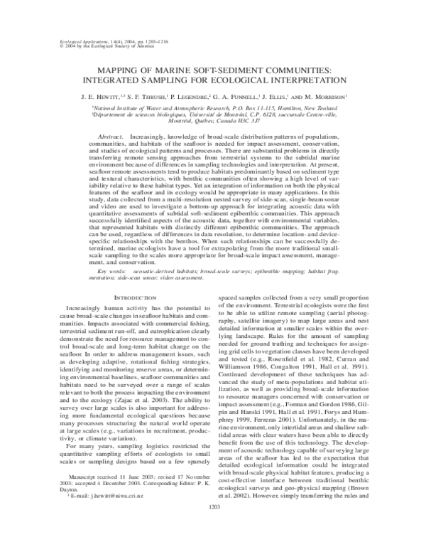 (PDF) Mapping of Marine Soft-Sediment Communities: Integrated Sampling ...