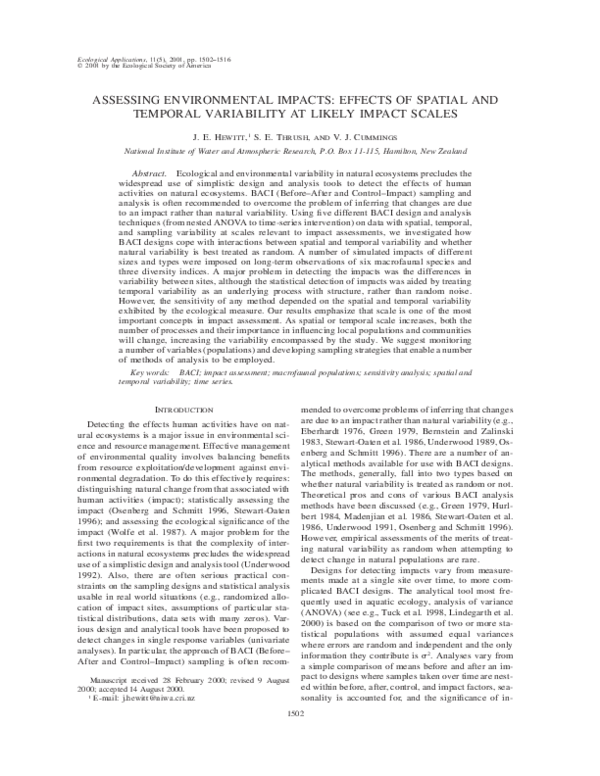 (PDF) Assessing environmental impacts: effects of spatial and temporal ...
