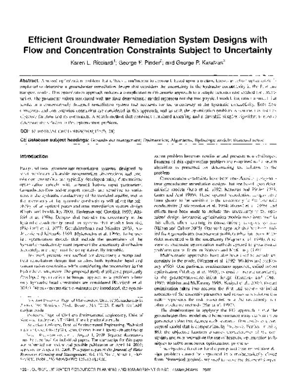 (PDF) Efficient Groundwater Remediation System Design Subject to Uncertainty Using Robust ...