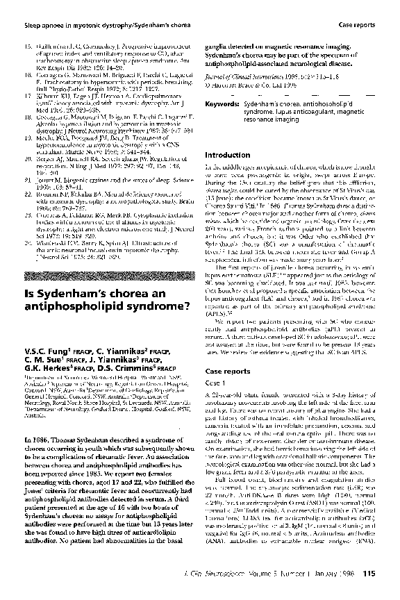 (PDF) Is Sydenham's chorea an antiphospholipid syndrome?