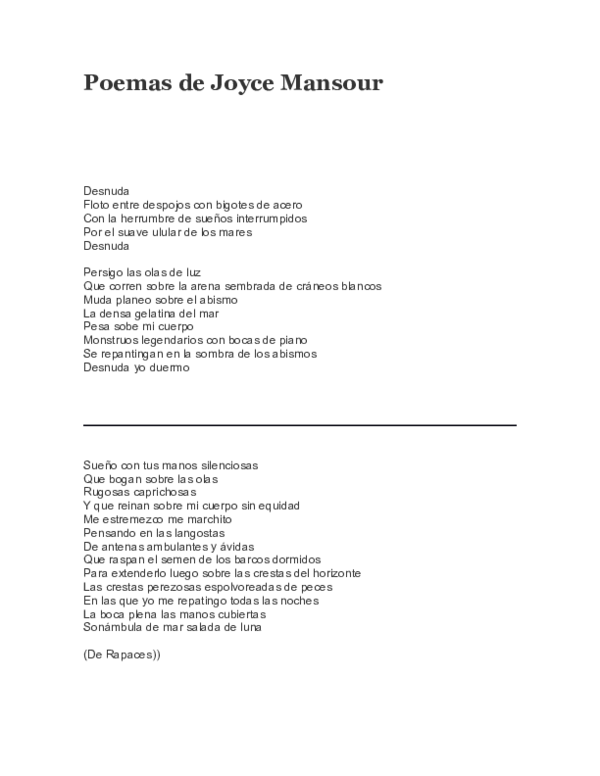 Poemas de Joyce Mansour