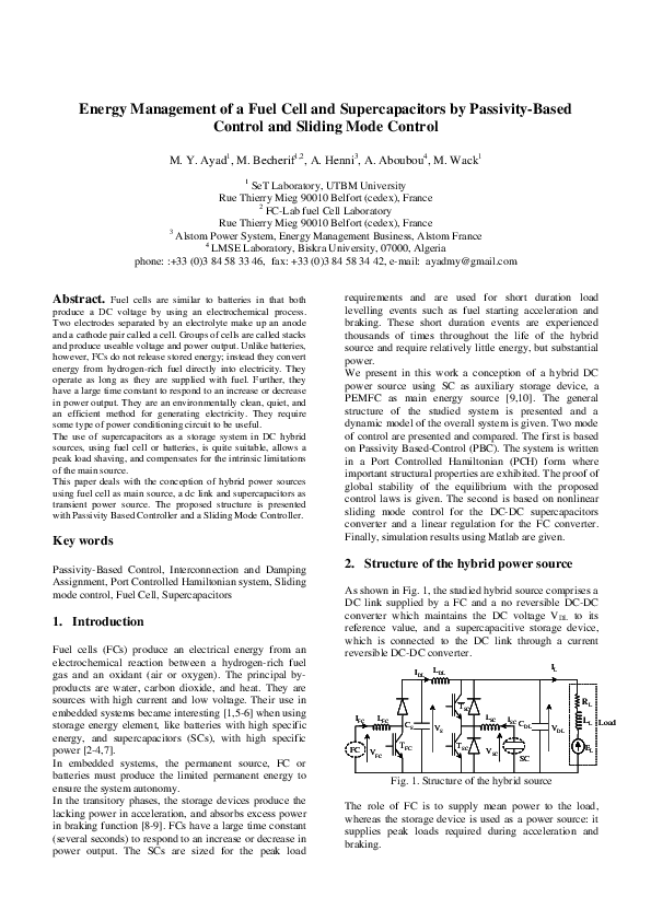 (PDF) Multi input sliding mode control of an autonomous fuel cell-supercapacitor hybrid system ...