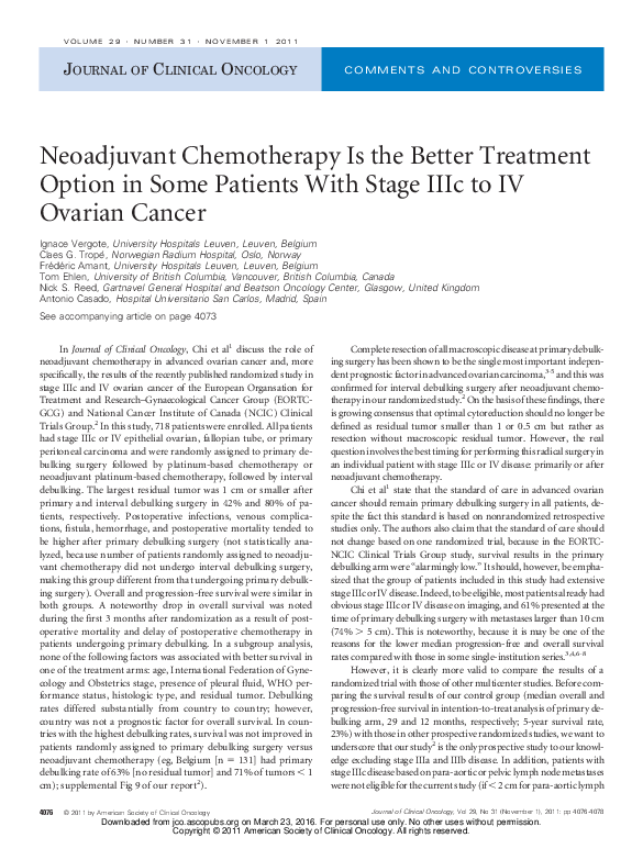 (PDF) Neoadjuvant Chemotherapy Is the Better Treatment Option in Some ...