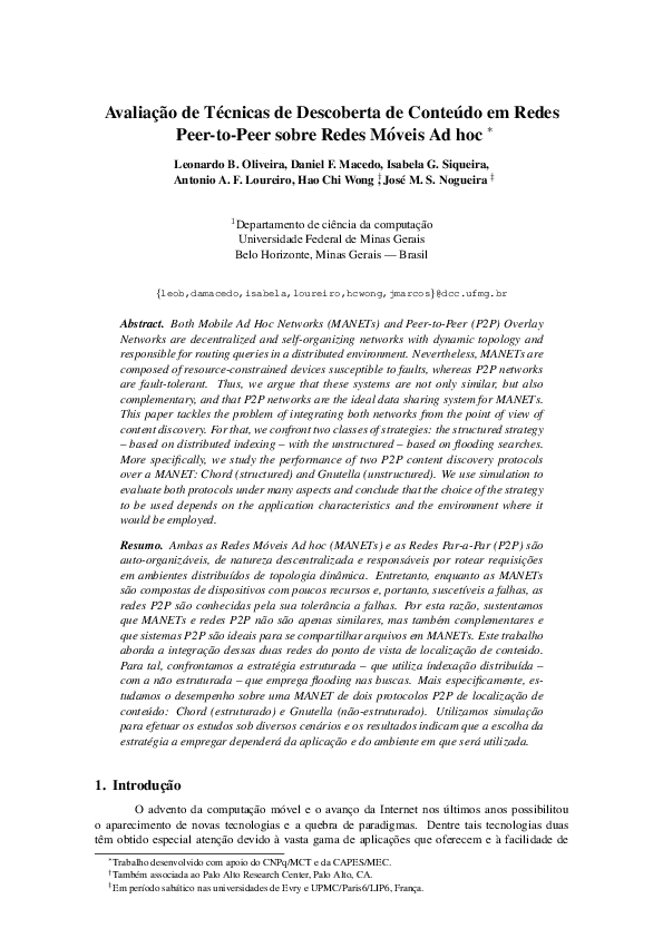(PDF) Avaliação de Técnicas de Descoberta de Conteúdo em Redes Peer-to ...