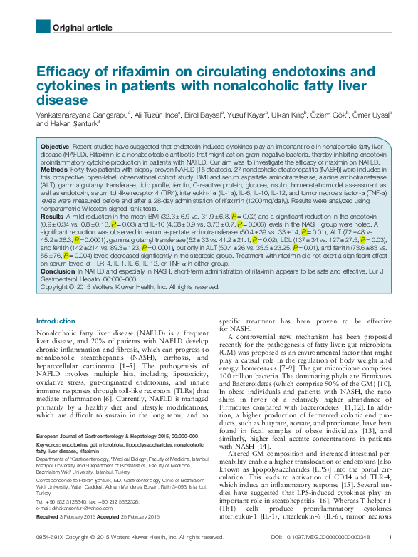 (PDF) Efficacy of rifaximin on circulating endotoxins and cytokines in ...