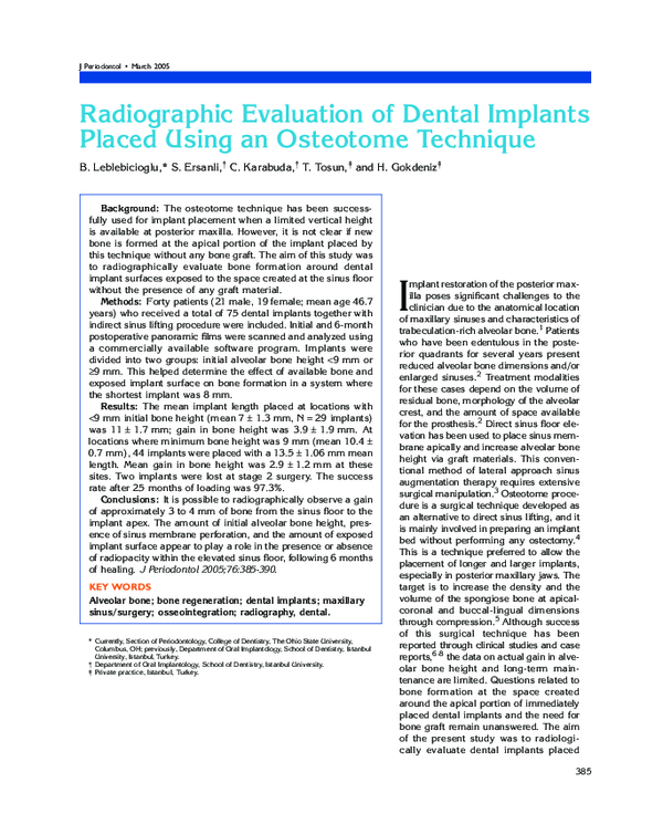 (PDF) Radiographic Evaluation of Dental Implants Placed Using an ...