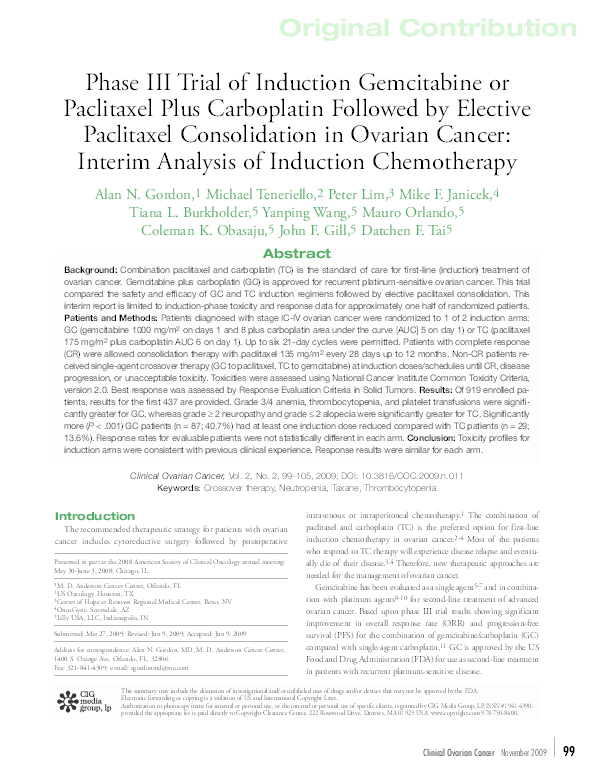 (PDF) Phase III trial of induction gemcitabine or paclitaxel plus ...