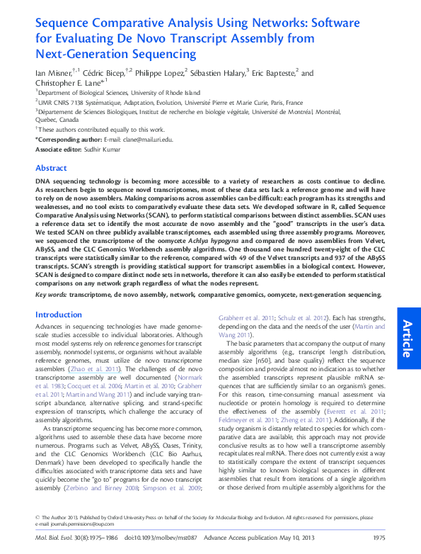 (PDF) Sequence Comparative Analysis Using Networks: Software for Evaluating De Novo Transcript ...