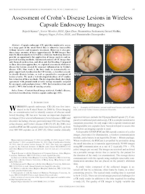 (PDF) Assessment of Crohn’s Disease Lesions in Wireless Capsule ...