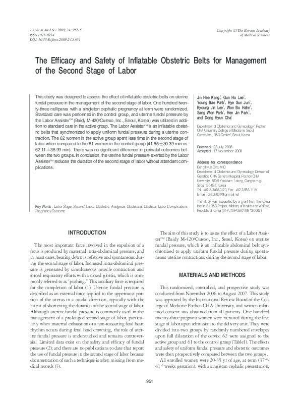 (PDF) The Efficacy and Safety of Inflatable Obstetric Belts for ...