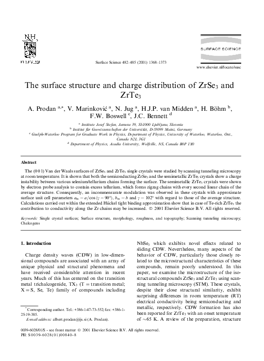 (PDF) The surface structure and charge distribution of ZrSe3 and ZrTe3