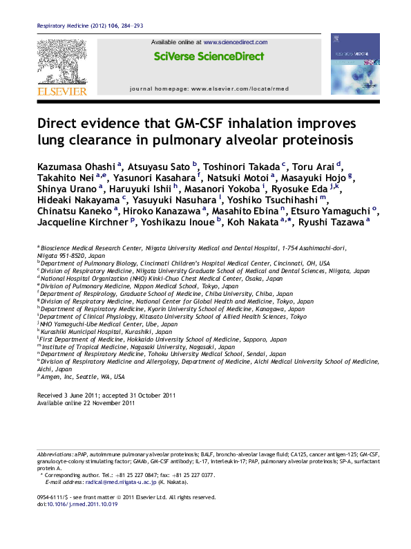 (PDF) Direct evidence that GM-CSF inhalation improves lung clearance in ...