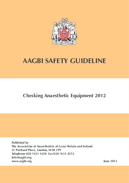 (PDF) Checking Anaesthetic Equipment 2012 AAGBI SAFETY GUIDELINE