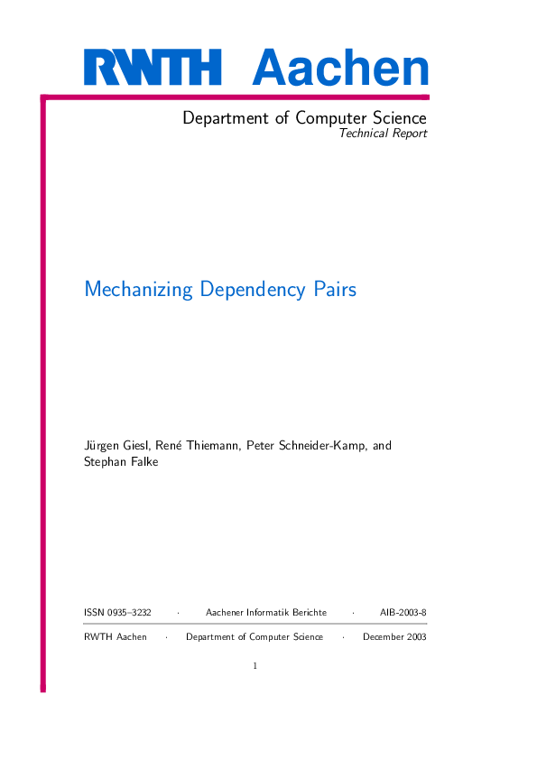 (PDF) Mechanizing Dependency Pairs