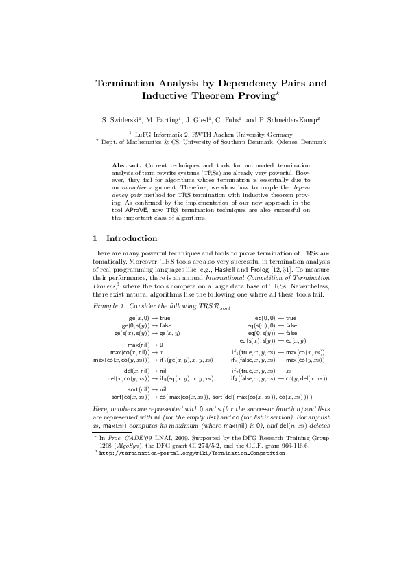 (PDF) Proving Termination by Dependency Pairs and Inductive Theorem Proving