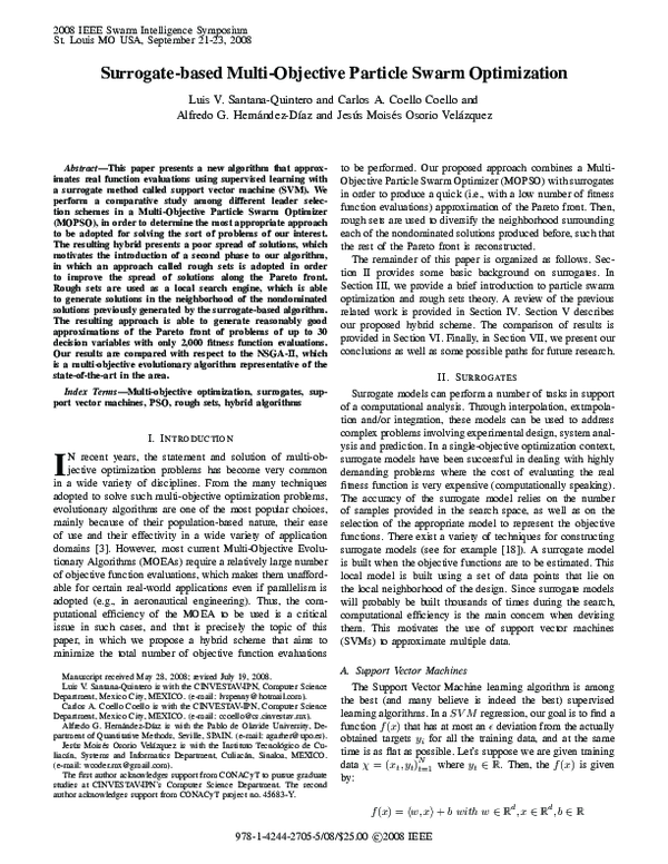 Pdf Surrogate Based Multi Objective Particle Swarm Optimization Jesus Velazquez