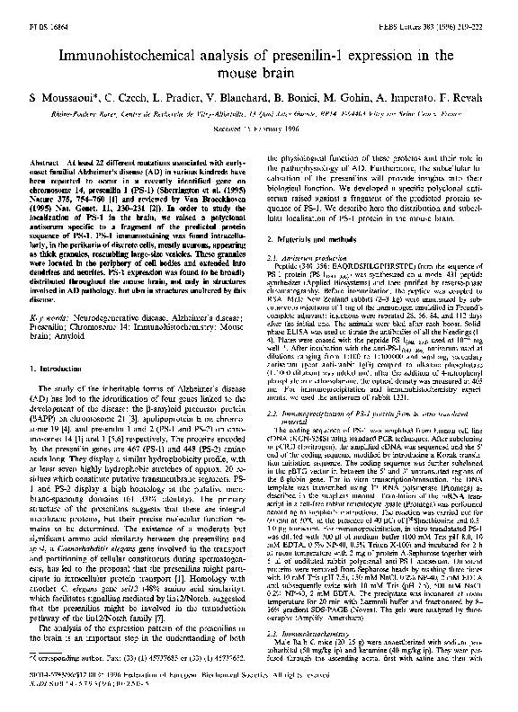 (PDF) Immunohistochemical analysis of presenilin 2 expression in the ...