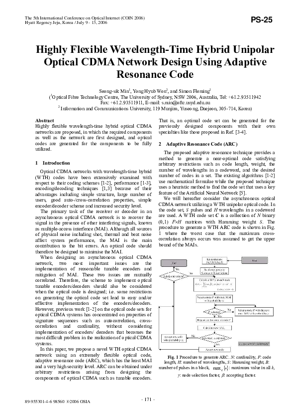 (PDF) Highly Flexible Wavelength-Time Hybrid Unipolar Optical CDMA ...