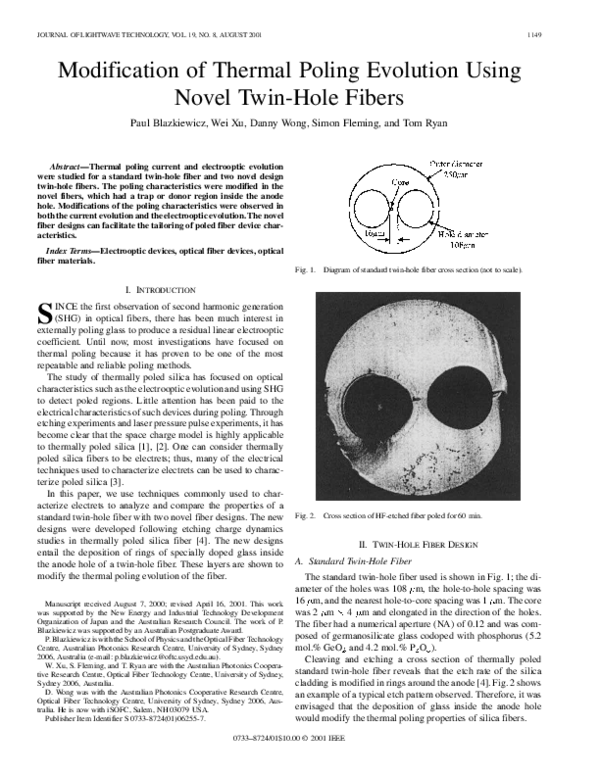 (PDF) Modification of thermal poling evolution using novel twin-hole fibers