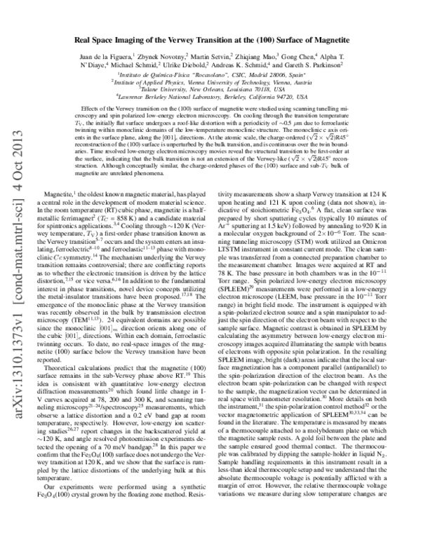 (PDF) Real-space imaging of the Verwey transition at the (100) surface ...