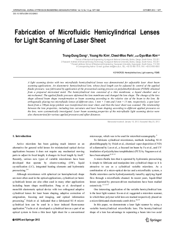 (PDF) Fabrication of Microfluidic Hemicylindrical Lenses for Light ...