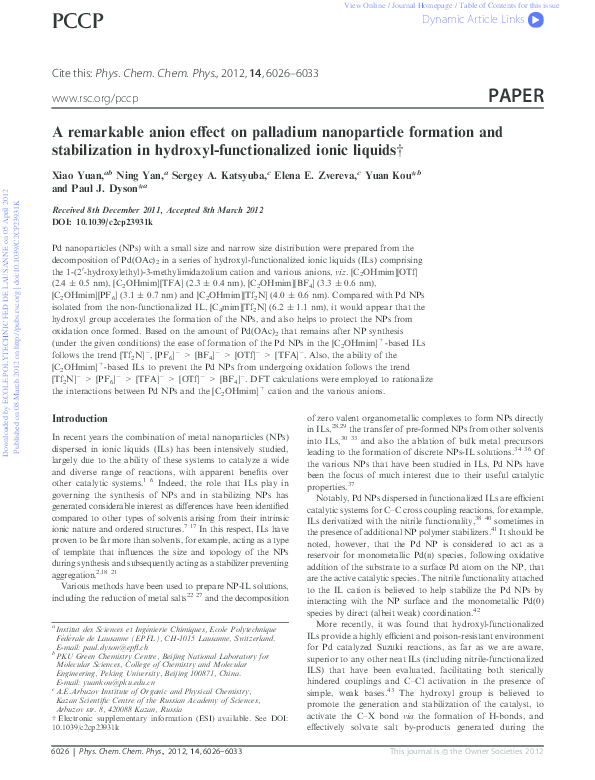 (PDF) A remarkable anion effect on palladium nanoparticle formation and ...