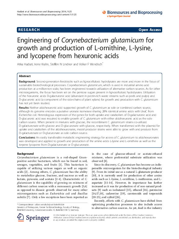 (PDF) Engineering of Corynebacterium glutamicum for growth and ...