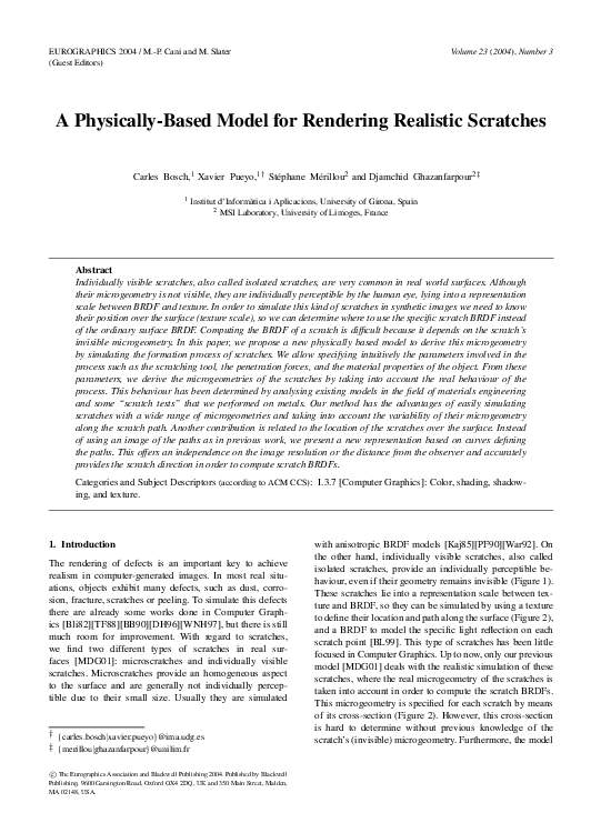 (PDF) A Physically-Based Model for Rendering Realistic Scratches