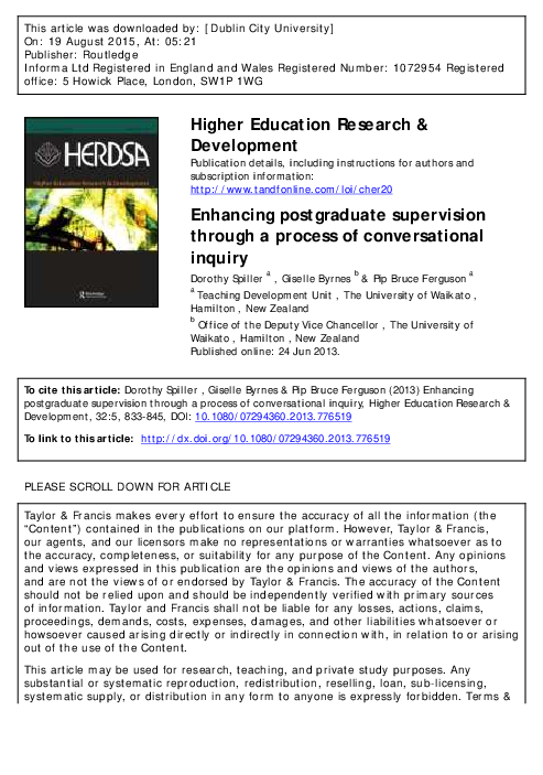 (PDF) Enhancing postgraduate supervision through a process of ...