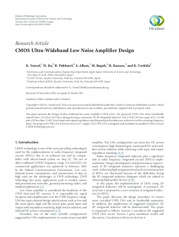 (PDF) CMOS Ultra-Wideband Low Noise Amplifier Design