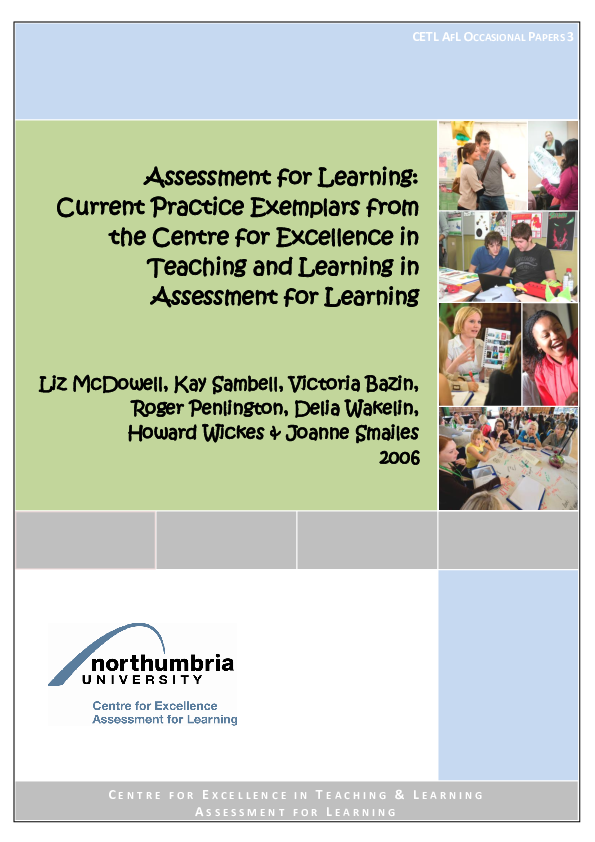 (PDF) Assessment for Learning: Current practice exemplars from the ...