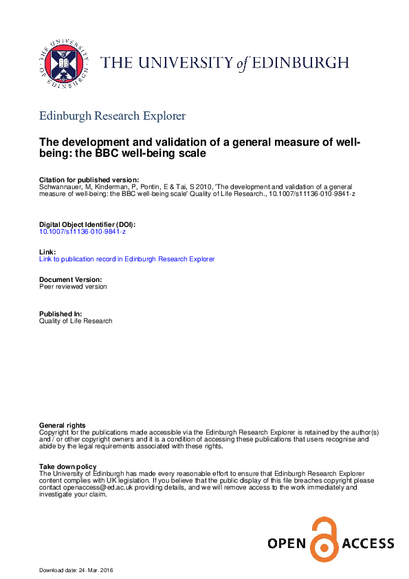 (PDF) The development and validation of a general measure of well-being ...