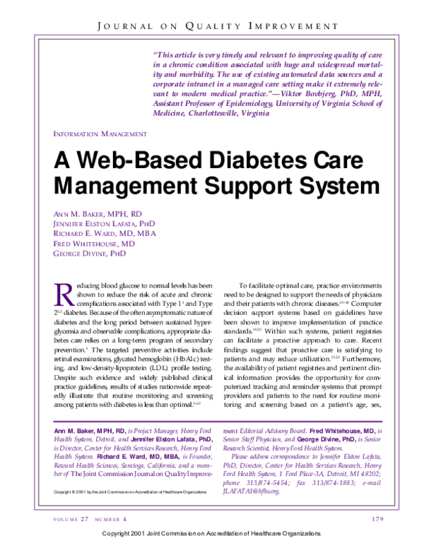 (PDF) A Web-based diabetes care management support system