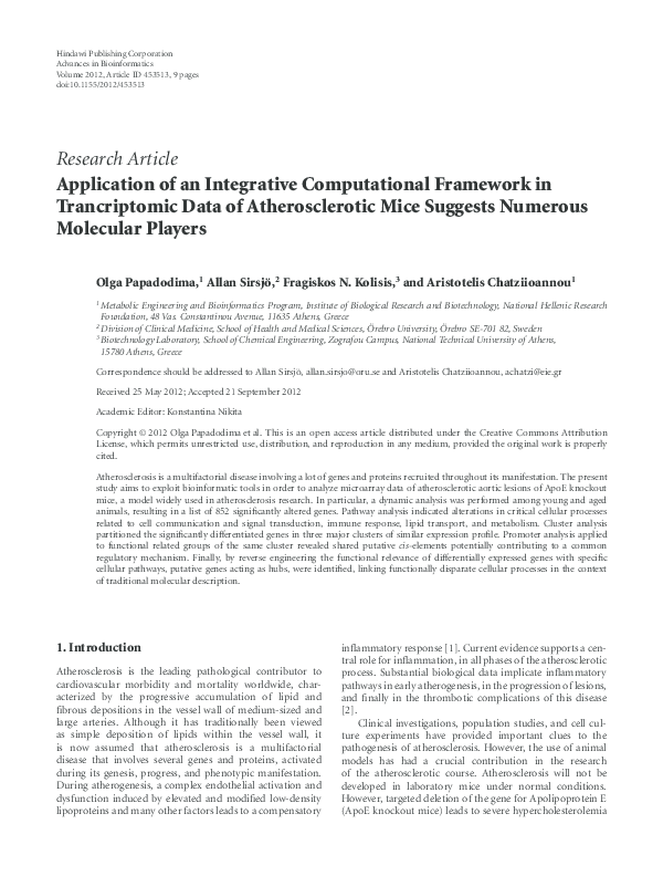 Pdf Application Of An Integrative Computational Framework In Trancriptomic Data Of