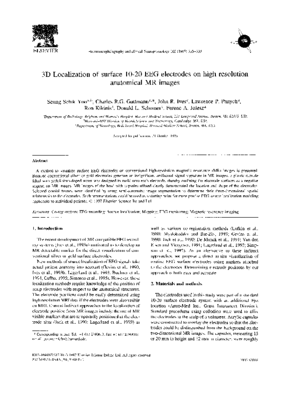 (PDF) 3D localization of surface 10–20 EEG electrodes on high ...