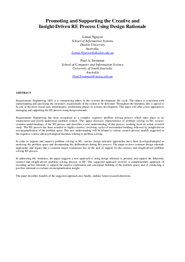 (PDF) Promoting and Supporting the Creative and Insight-Driven RE ...