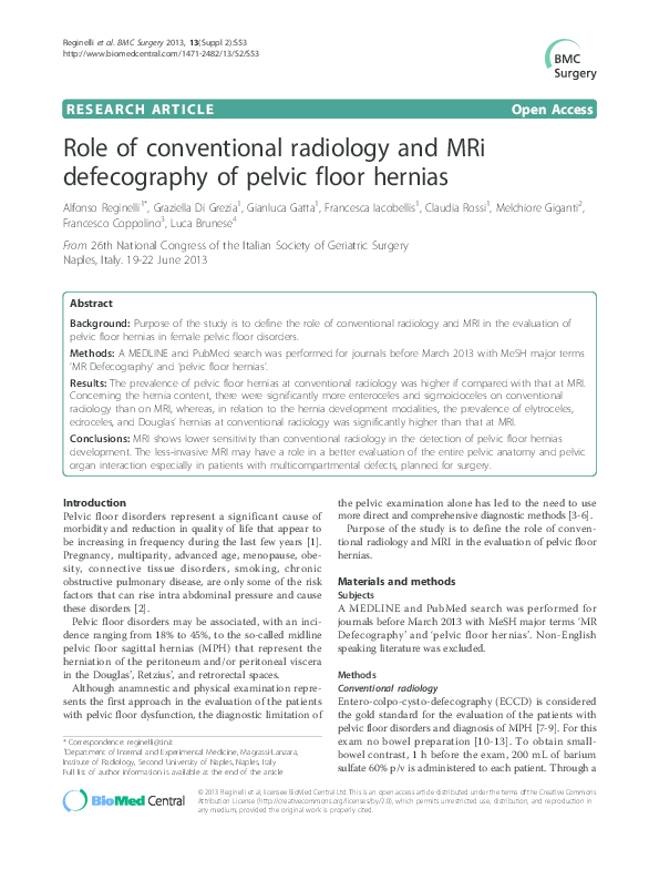 (PDF) Role of conventional radiology and MRi defecography of pelvic ...